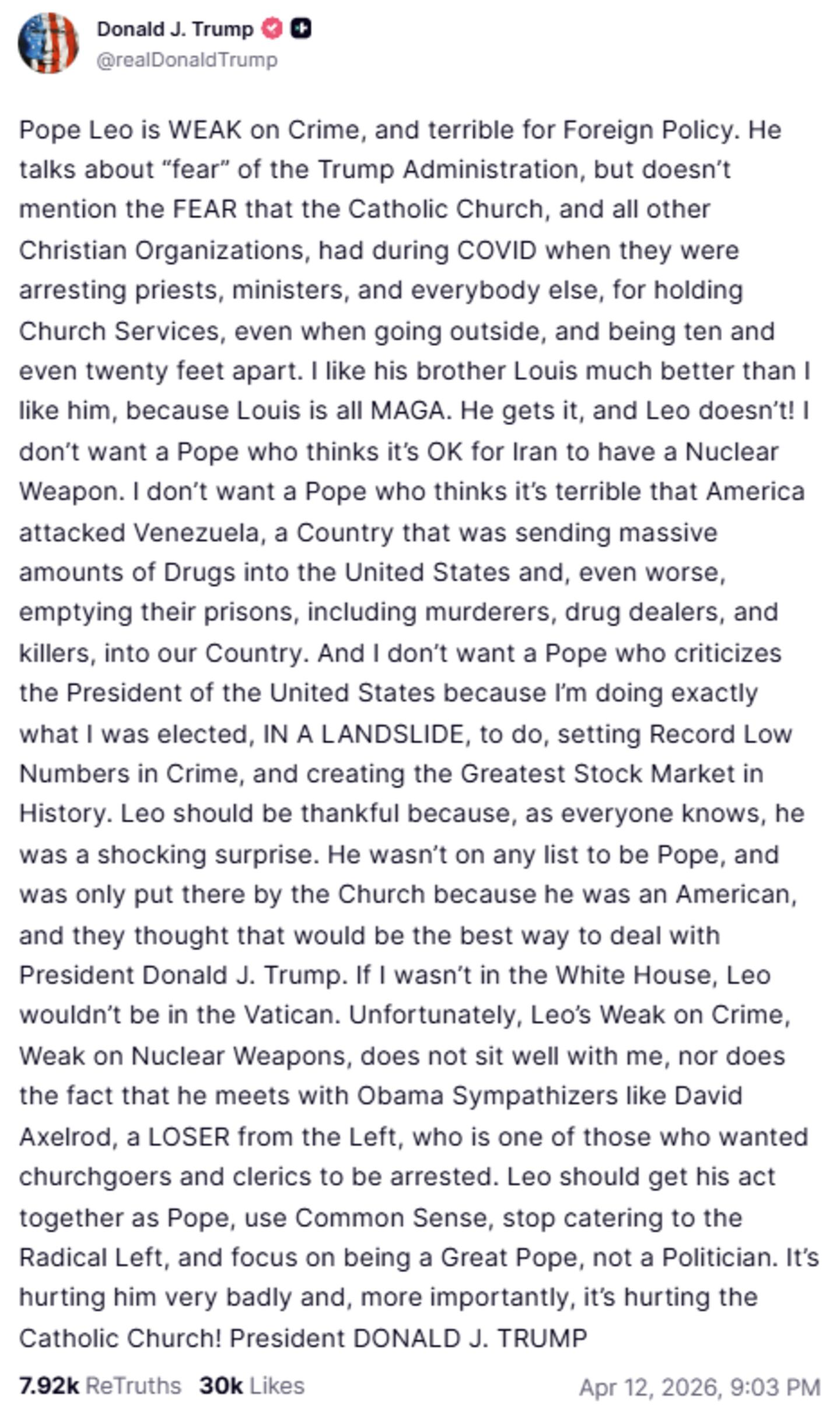 How American Pope Leo Exposed Trump’s Un-American Delusions