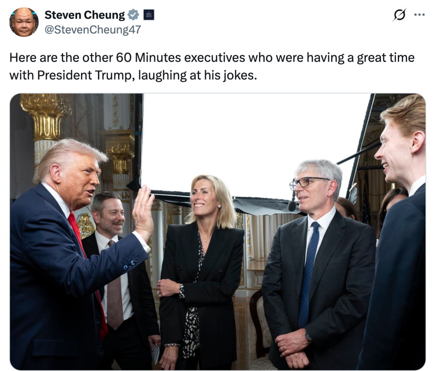 Trump, 79, Waves Bruised Hand in Front of Smiling CBS Execs