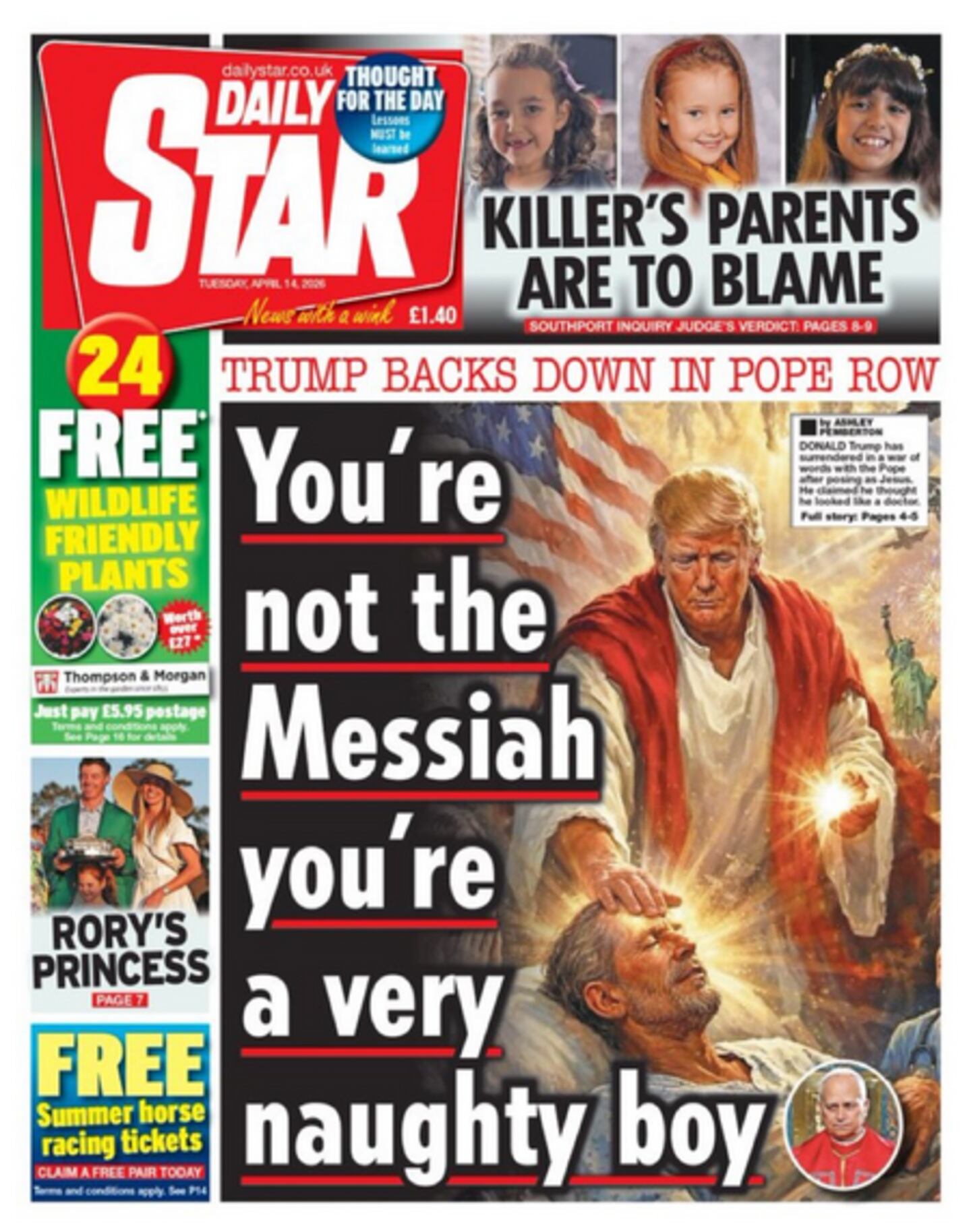 U.K. Tabloid The Daily Star Humiliates ‘Naughty Boy’ Trump Over Jesus Pic
