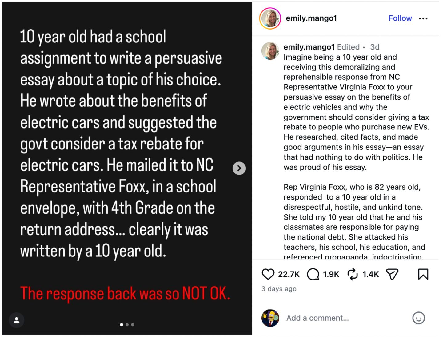 GOP Rep. Virginia Foxx Humiliates Boy, 10, for Writing Letter About ...