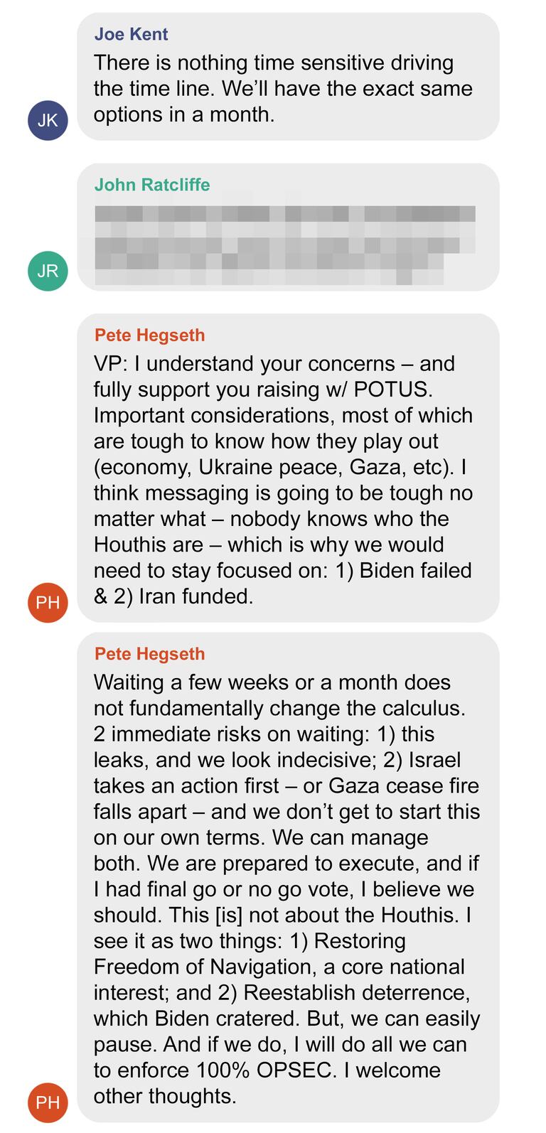 Read the Full Text Chain From Trump Officials’ Group Chat