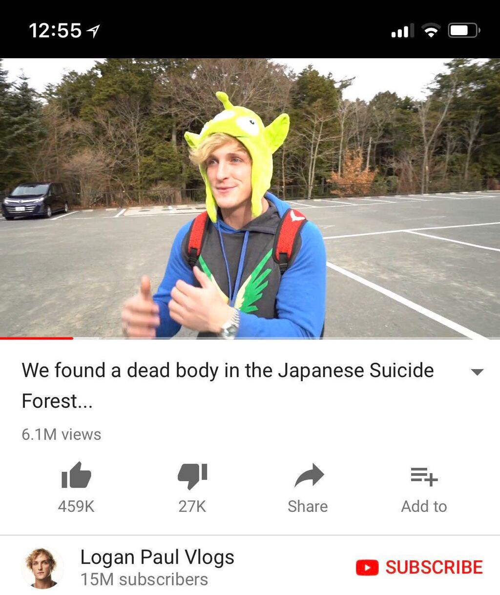 YouTube Star Logan Paul Forced to Apologize for Joking About Dead Body ...