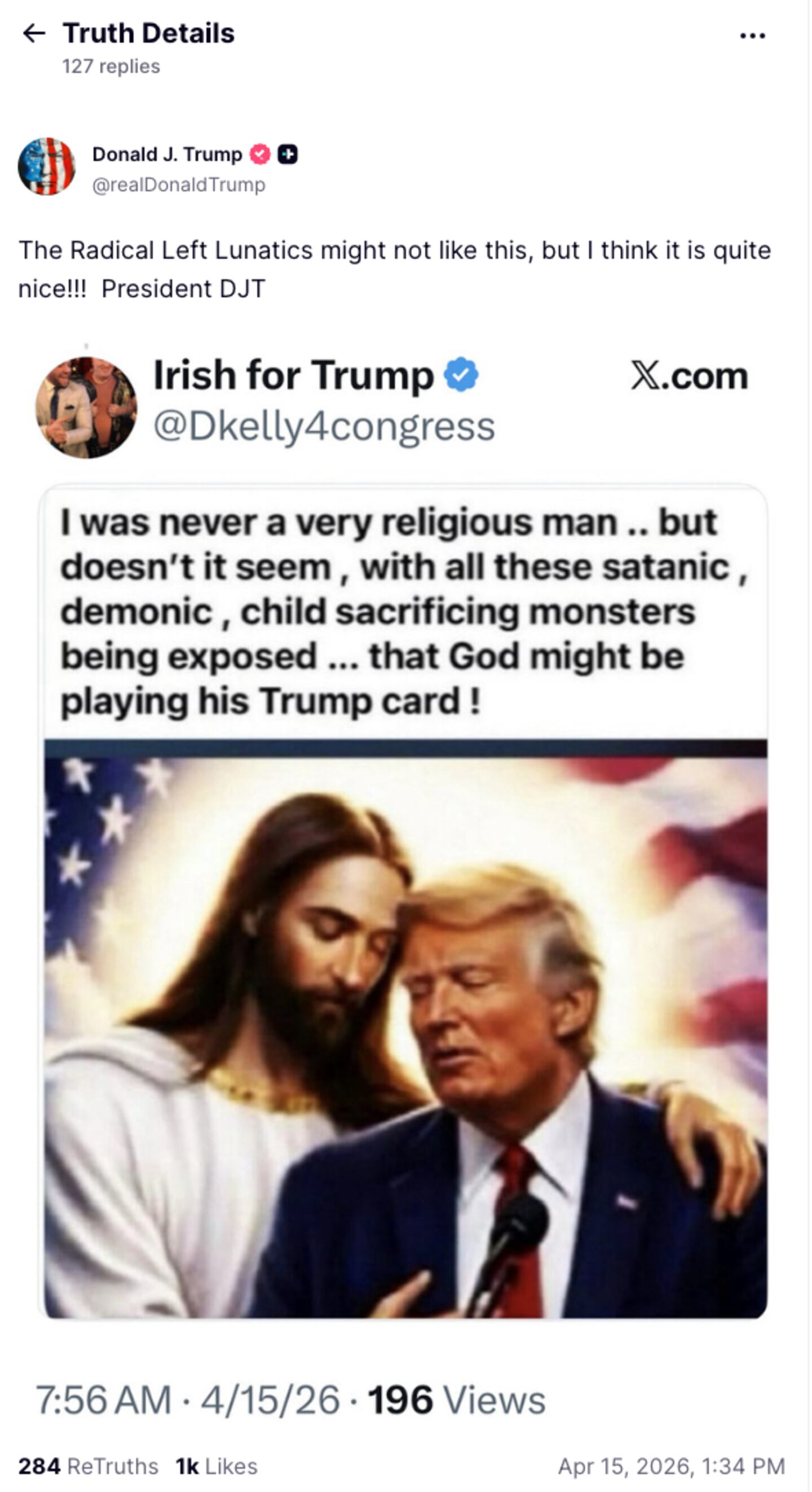 President Donald Trump, 79, Posts Deranged New Jesus Picture After ...