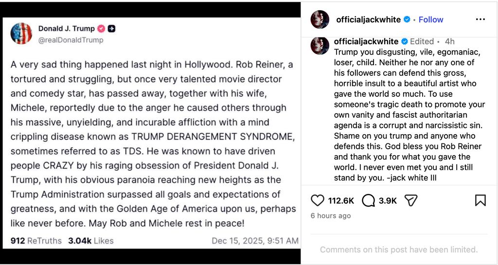 Rocker Jack White Goes Nuclear on ‘Vile Loser’ Donald Trump Over Rob ...
