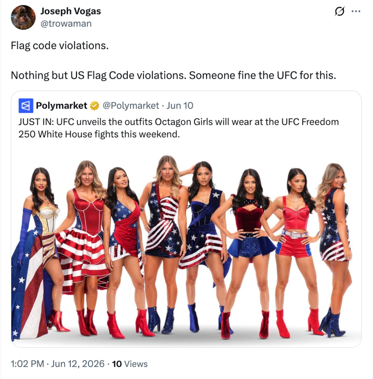Trump’s UFC Ring Girl Outfits Flamed for Botching Flag Code