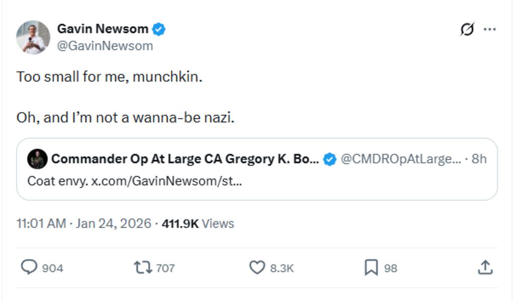 Gavin Newsom Goes to War With Trump Goon Gregory Bovino Over Nazi Cosplay