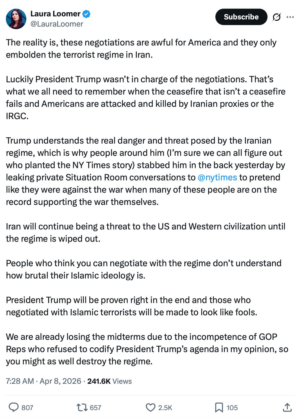 Trump’s MAGA Queen Laura Loomer Splits From Him Over Iran Deal