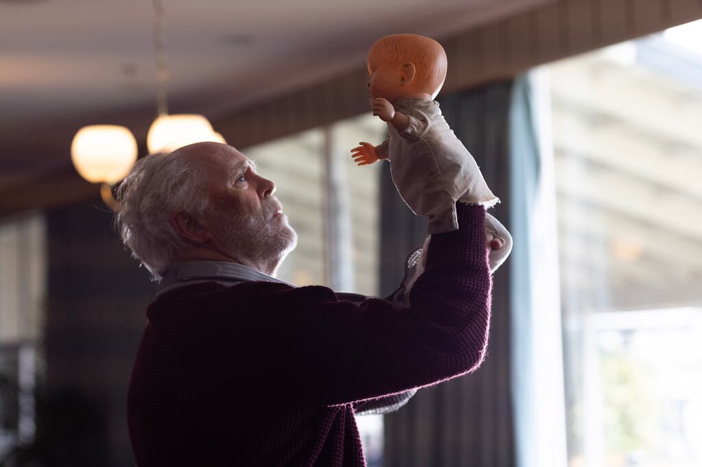 John Lithgow Is Terrorizing Geoffrey Rush With a Hand Puppet