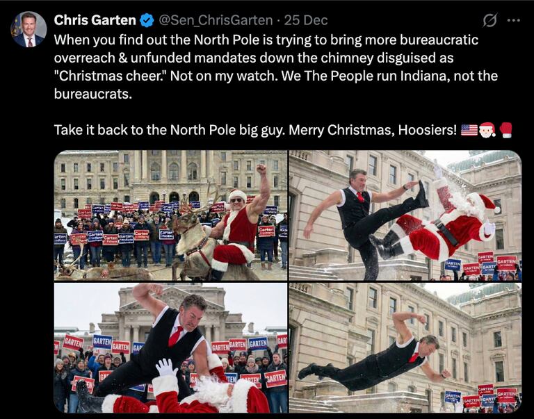 MAGA Indiana State Senator Chris Garten Ripped for Clobbering AI Santa ...