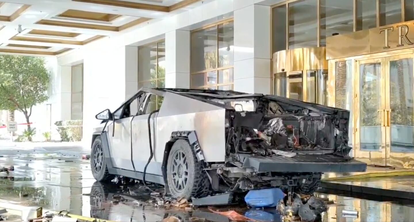 New Photos Show Blown-Up Cybertruck Stuffed With Explosives Outside ...