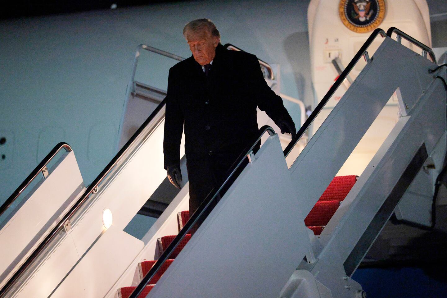 Trump, 79, Cooks Up Excuse for Walking Down Stairs So Gingerly