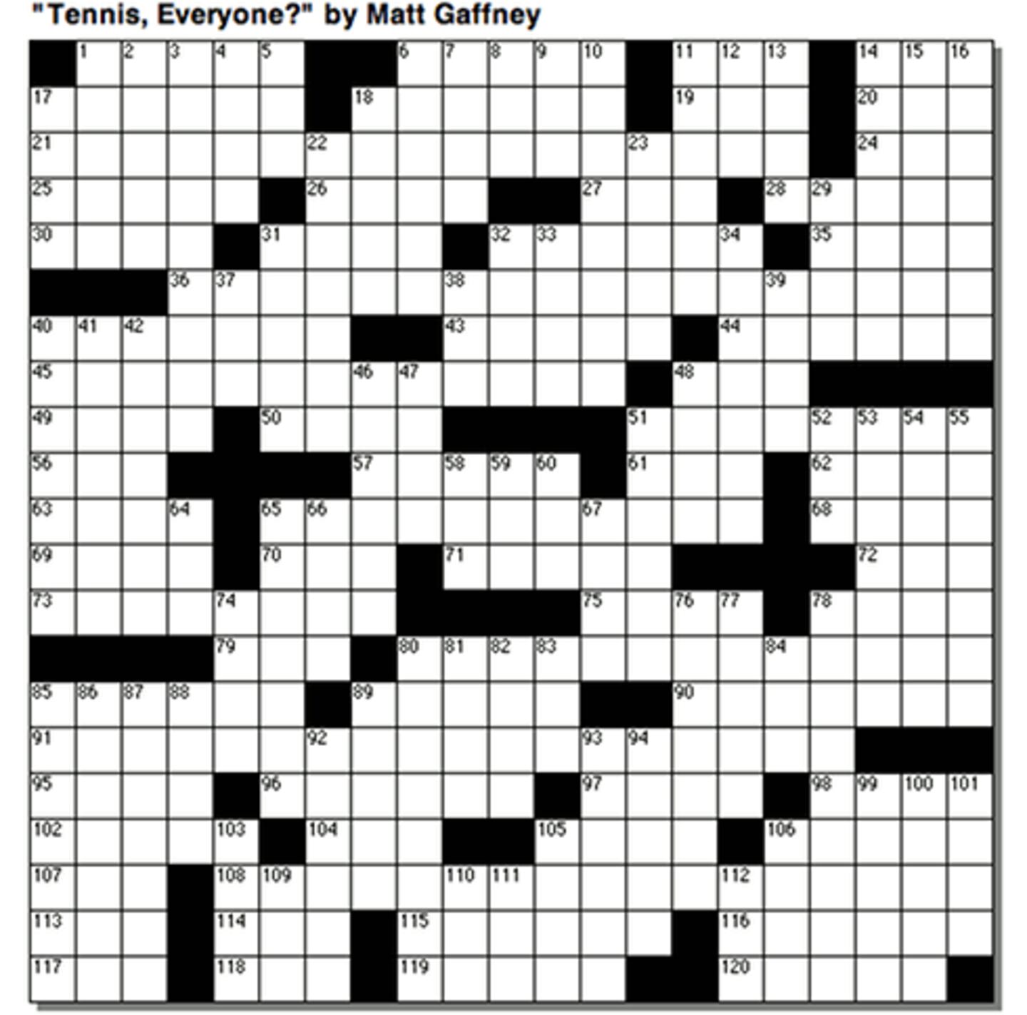 The Weekend Crossword: Tennis, Everyone?