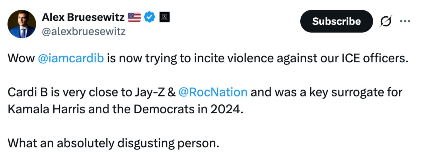 Trump Goon Alex Bruesewitz Loses It Over Cardi B’s Anti-ICE Message