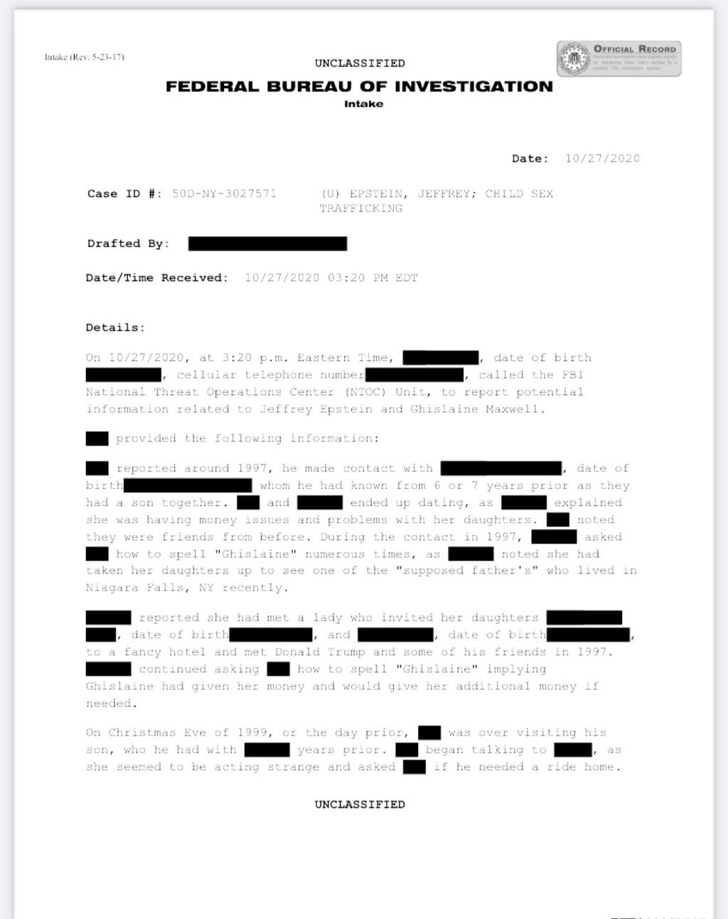 Epstein Files Reveal Bombshell FBI Tip About Trump