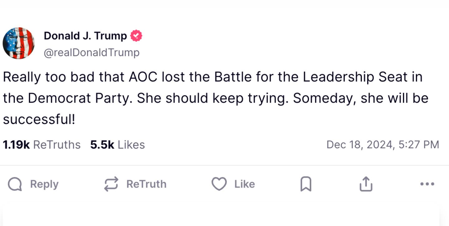 Trump Takes a Swipe at AOC After Her Failed Bid at Oversight Committee ...