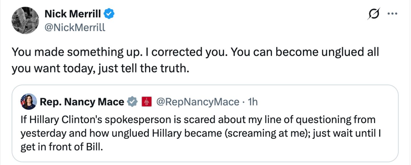 Hillary Clinton Aide Blasts MAGA Rep. Nancy Mace's Bonkers ‘Screaming ...