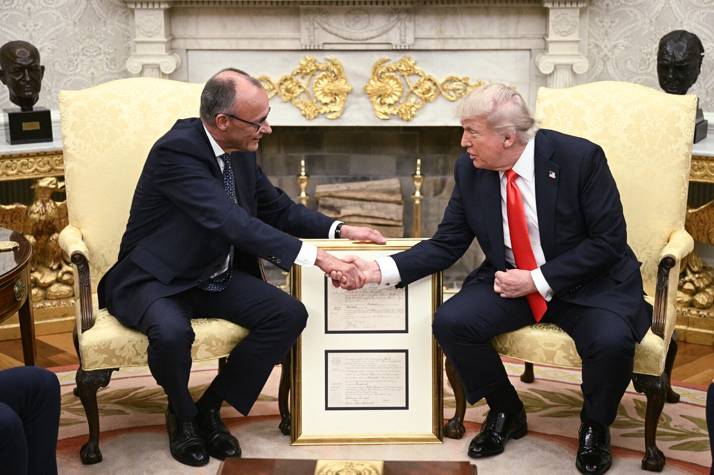 Trump Drops Bonkers D-Day Rant on German Leader in Oval Office