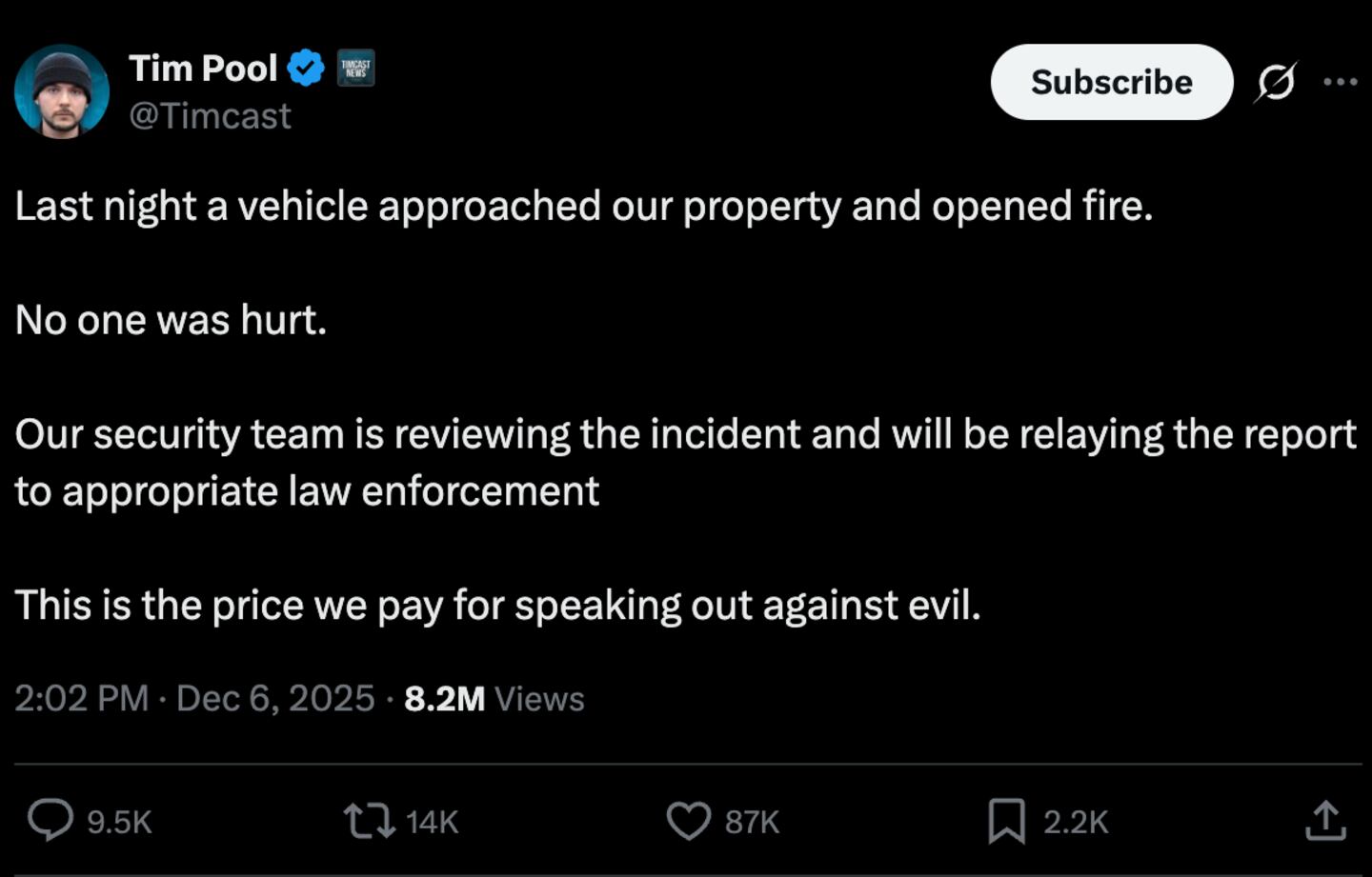 Police Doubt MAGA Star Tim Pool’s Story of Being Targeted in Shooting
