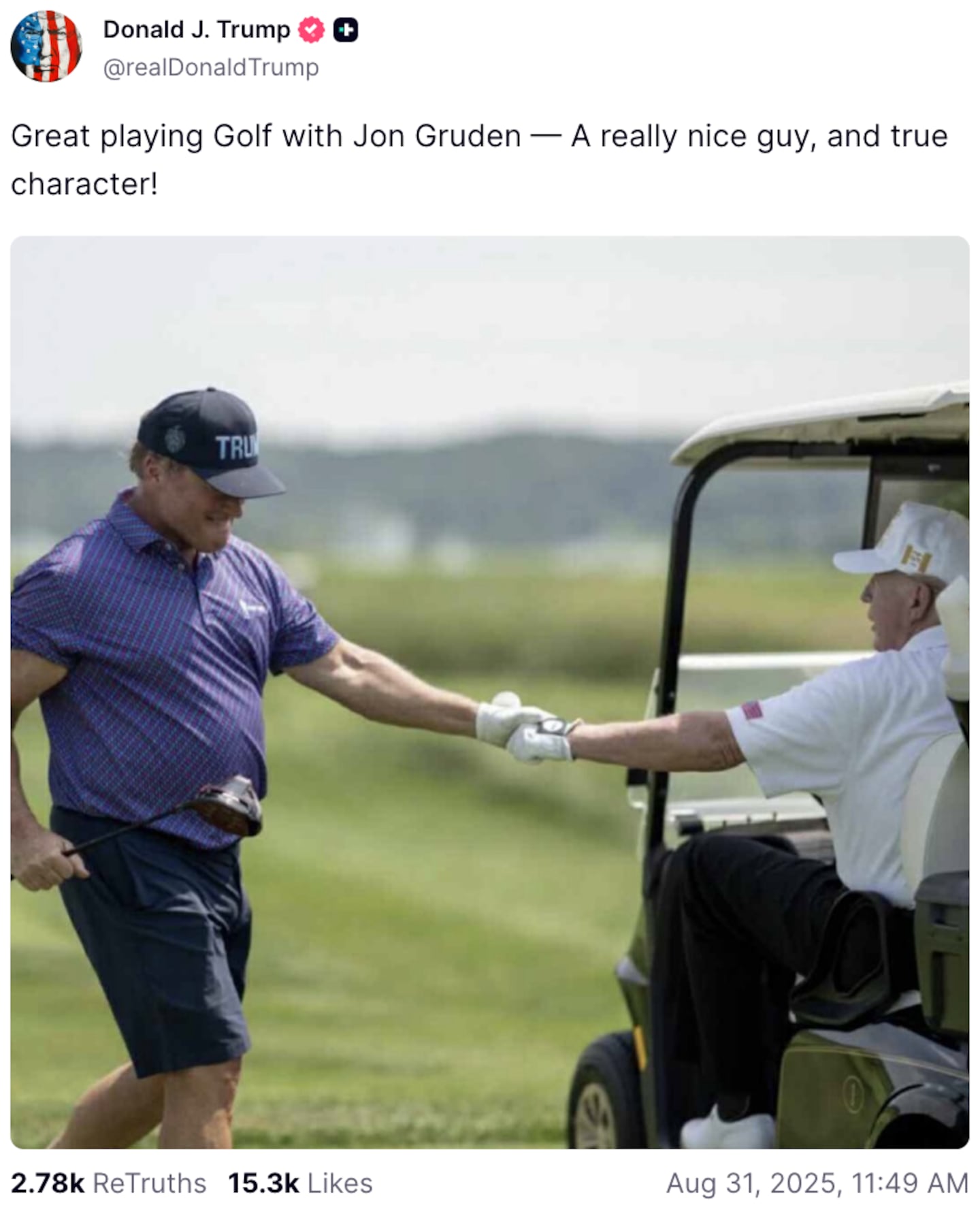 Donald Trump Touts Golf Game With Disgraced NFL Coach Jon Gruden ...