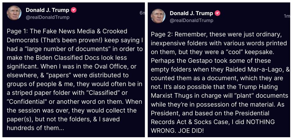 Trump’s New Excuse: I Kept Empty Classified Folders as ‘Cool’ Keepsakes