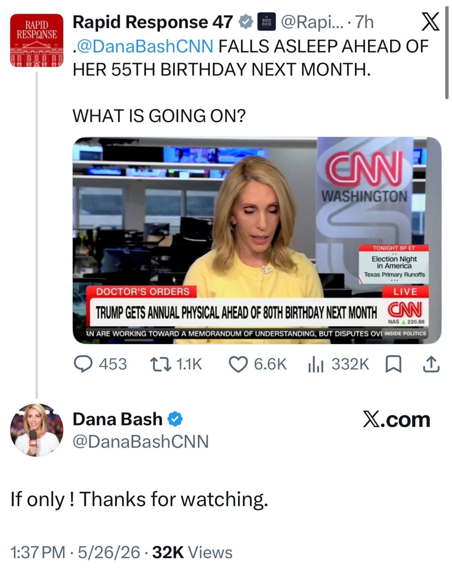 White House Meltdown Backfires as CNN Host Dana Bash Issues Pro Response