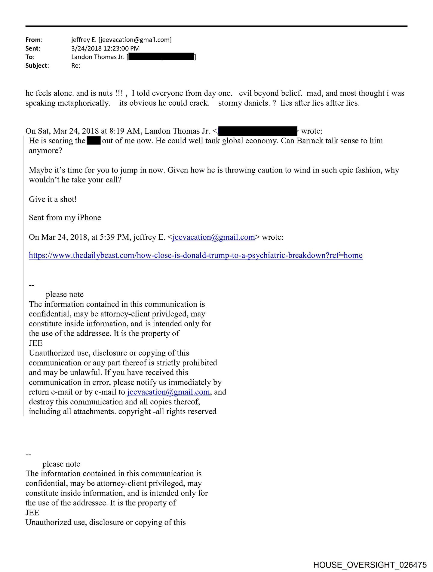 Jeffrey Epstein Warned Donald Trump Was ‘Evil Beyond Belief’ and ‘Mad ...