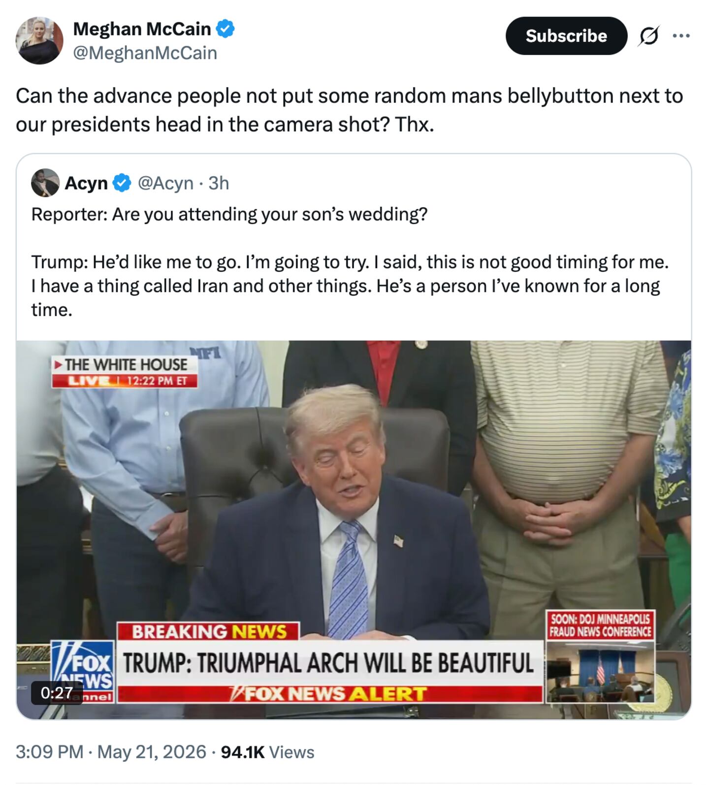 Meghan McCain Slammed for Body-Shaming Trump's White House Guest Ron ...