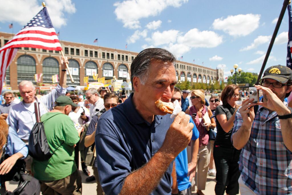 Candidates for President Sample Corn Dogs and Other Foods on Sticks