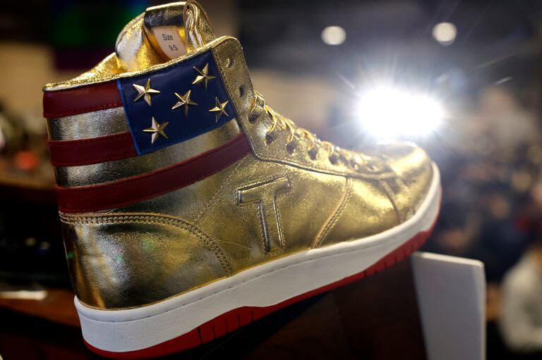 Trump Unveils New MAGA Merch at Sneaker Con—Gold Sneakers and Perfume