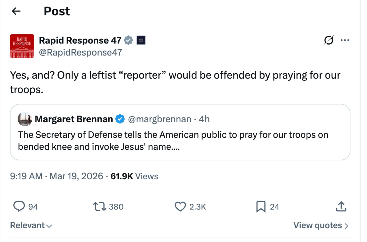 Trump Goons Launch Another Attack on CBS Journalist Margaret Brennan