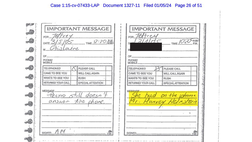 Jeffrey Epstein’s Creepy Phone Logs Show Calls From Harvey Weinstein ...