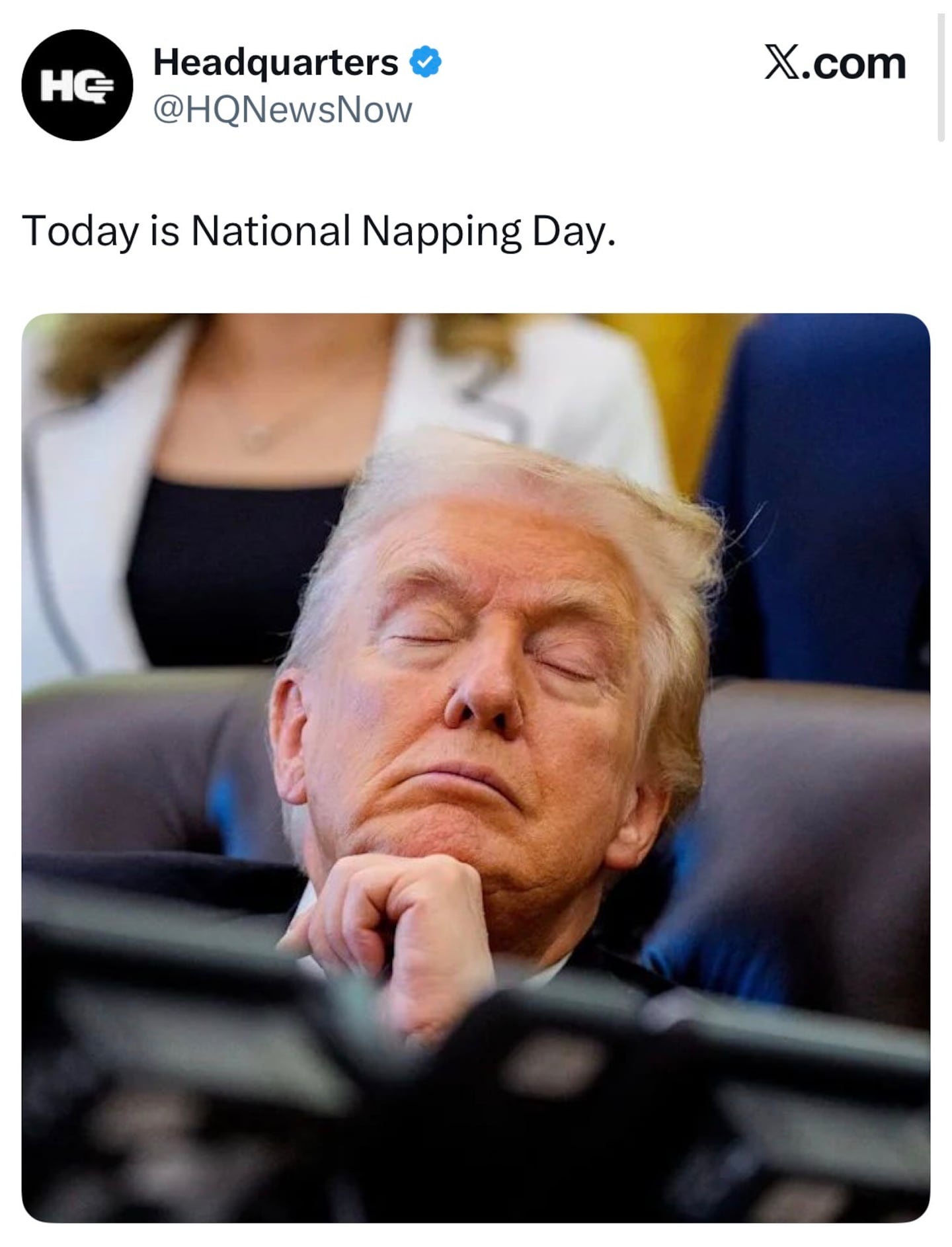 Sleepy Trump Trolled as National Napping Day’s New Mascot