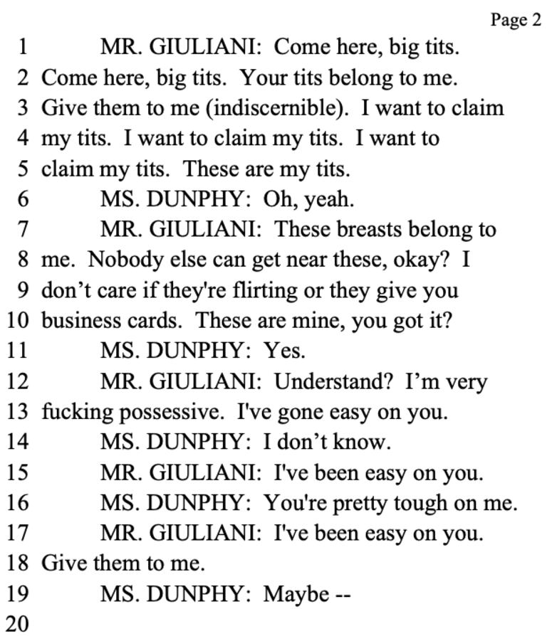 ‘Come Here, Big Tits’: Rudy Giuliani’s Sex Abuse Accuser Noelle Dunphy ...