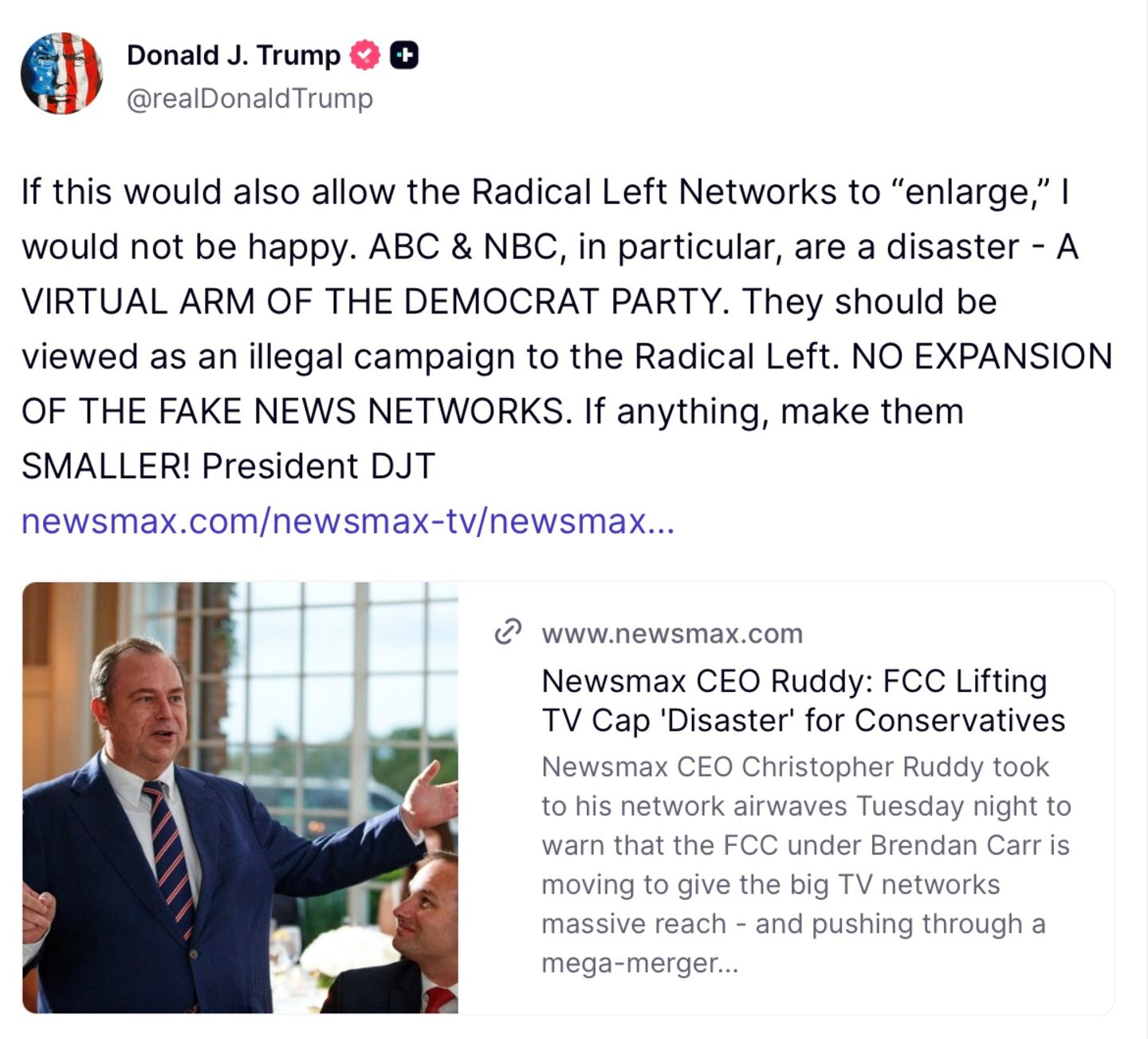 Donald Trump Pours Water on His FCC Attack Dog Brendan Carr’s Plotting