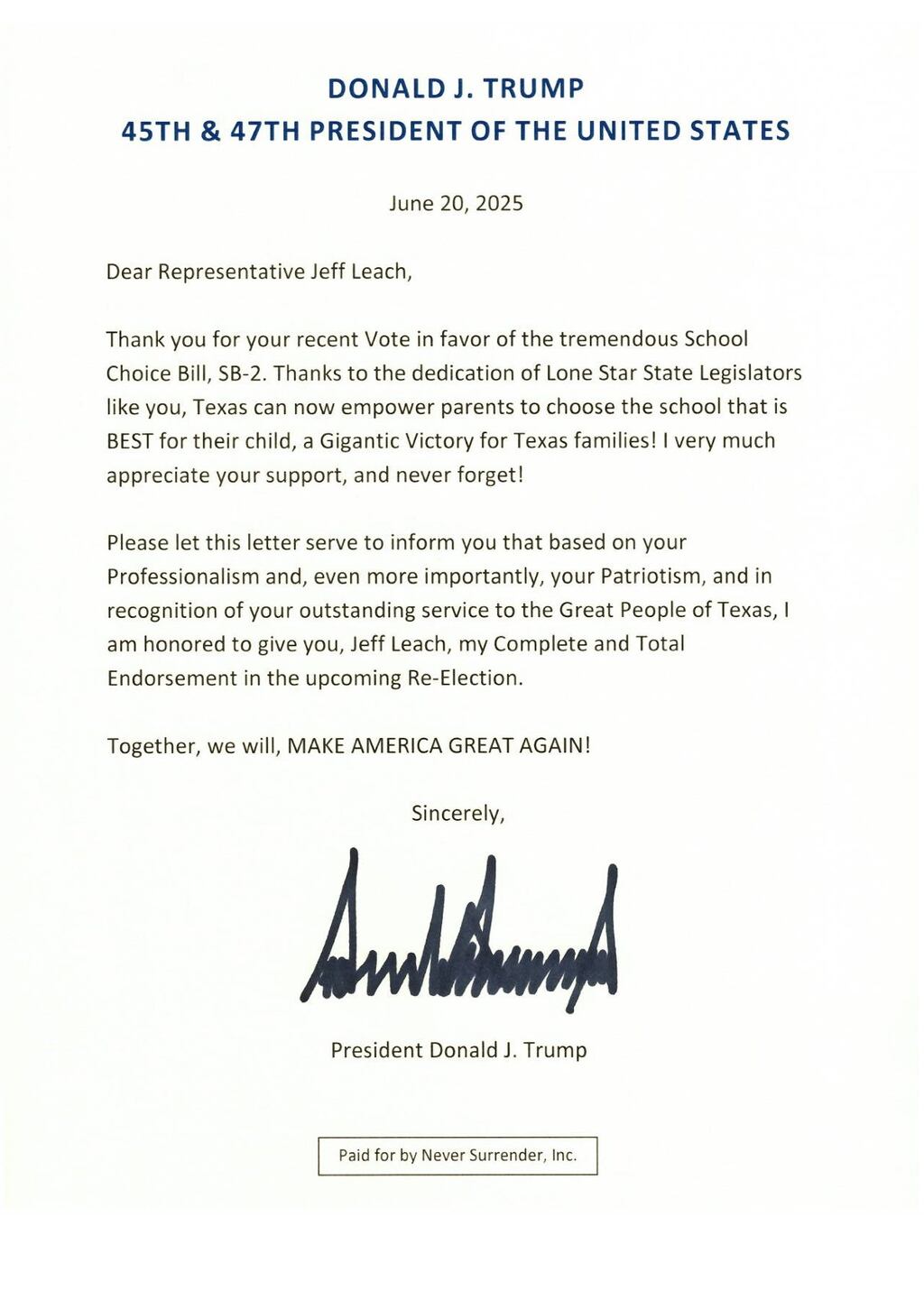 Trump-Endorsed Texas Lawmaker Jeff Leach Rejects President’s Senate ...