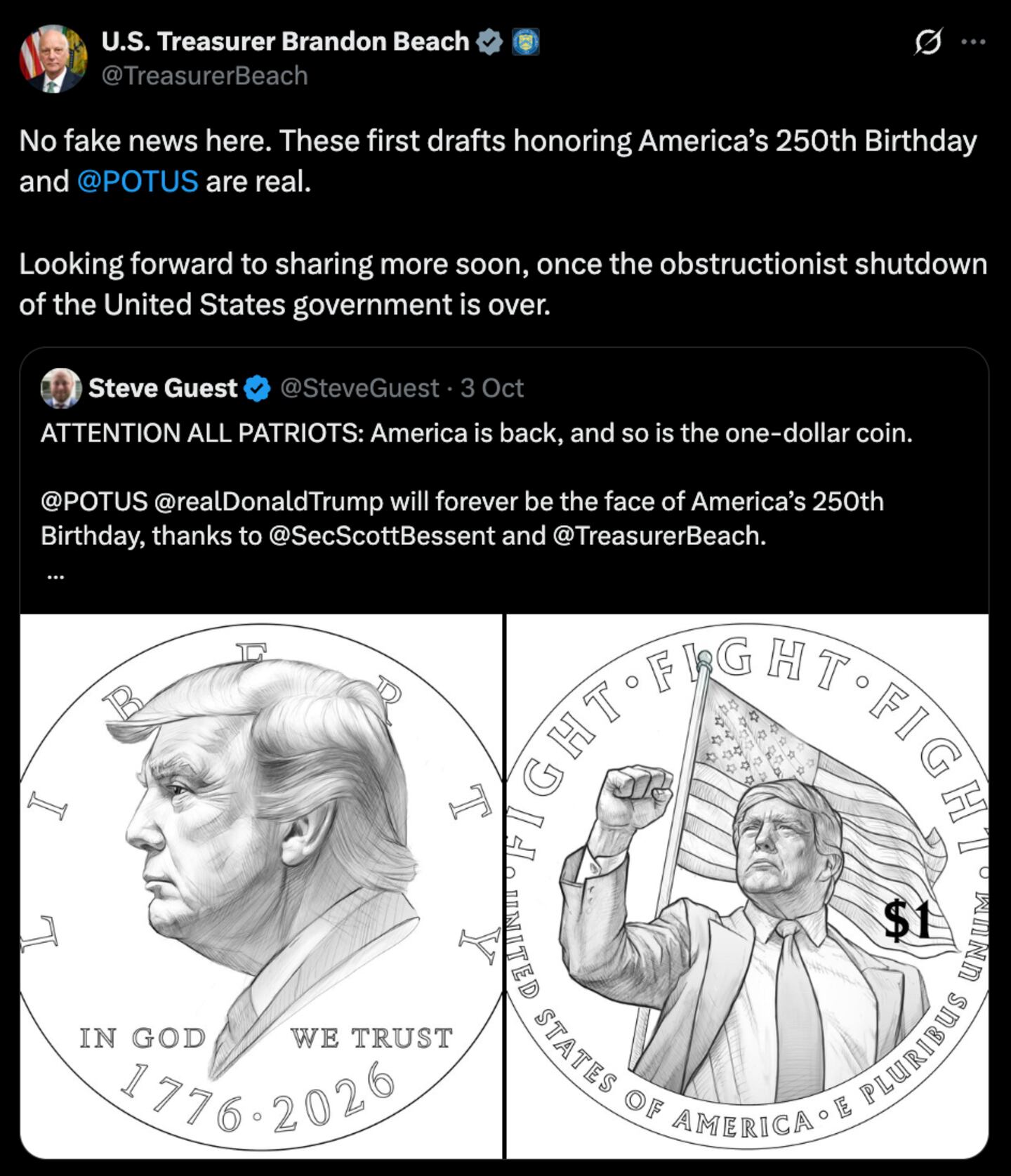 President Donald Trump Ditches U.S. Anniversary Coins Celebrating ...
