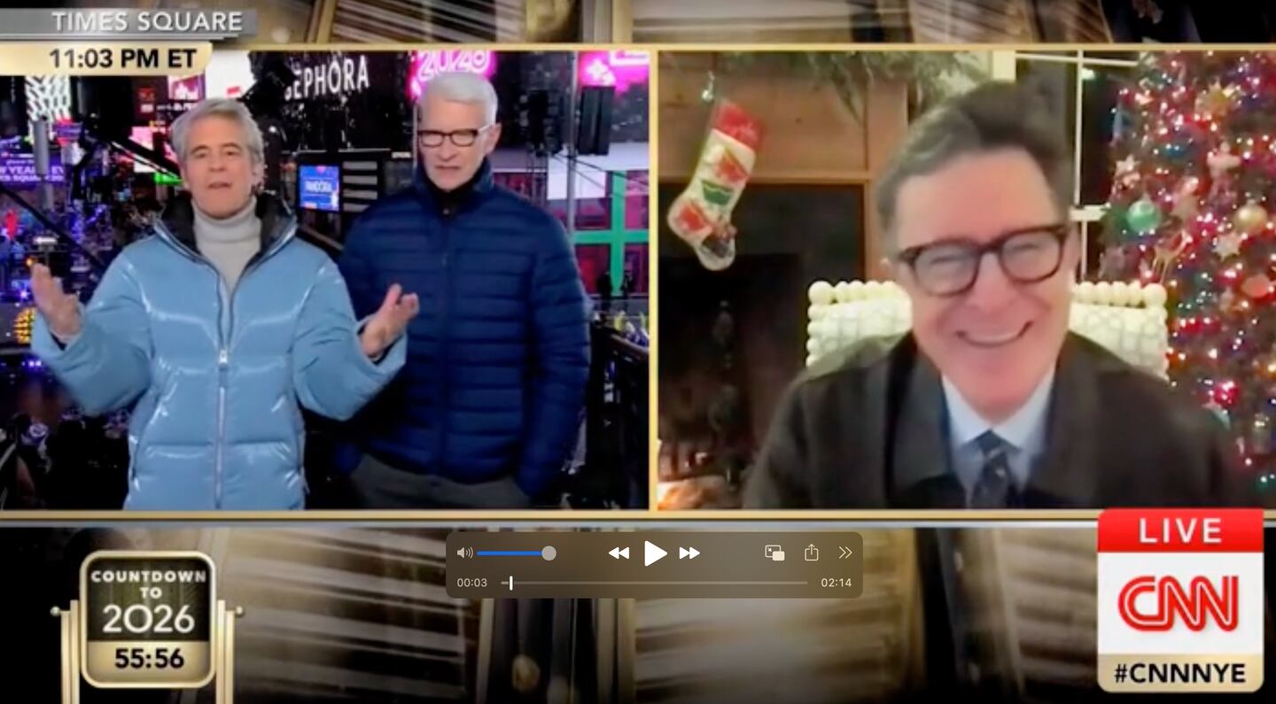 Anderson Cooper Tries to Stop Andy Cohen’s Drunken CNN Midnight Rant