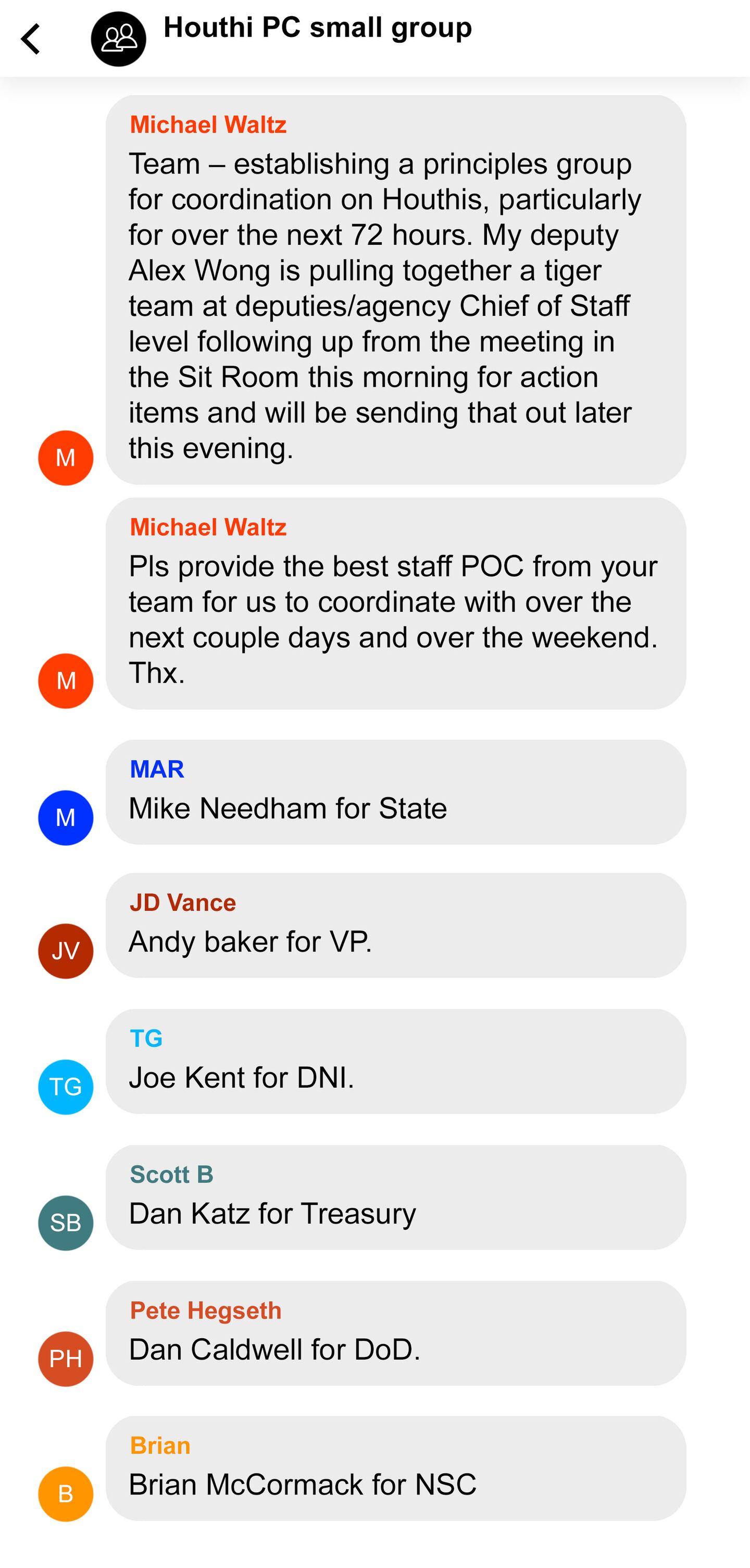 Read the Full Text Chain From Trump Officials’ Group Chat