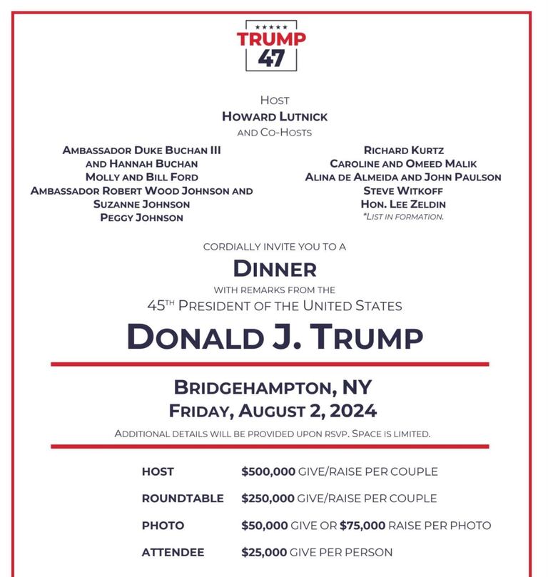 Hamptons Elite Throw Cash at Trump at Ritzy Fundraiser