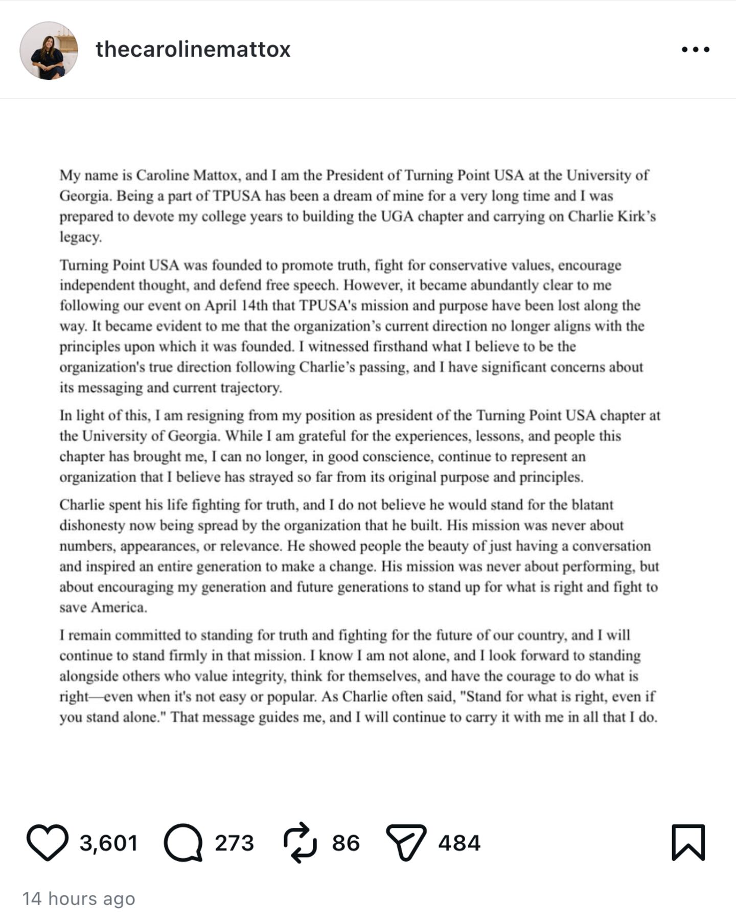 TPUSA Georgia Campus Leader Caroline Mattox Quits After JD Vance Visit ...