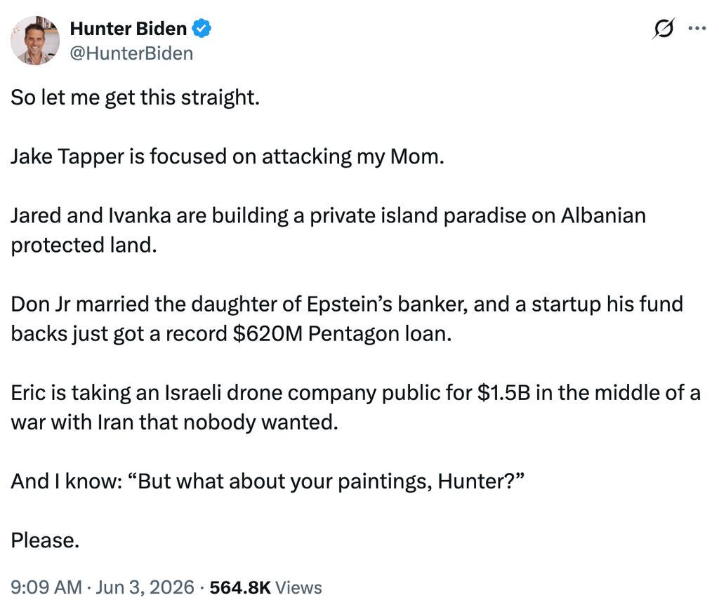 Hunter Biden Goes Scorched Earth on Donald Trump's Nepo Babies
