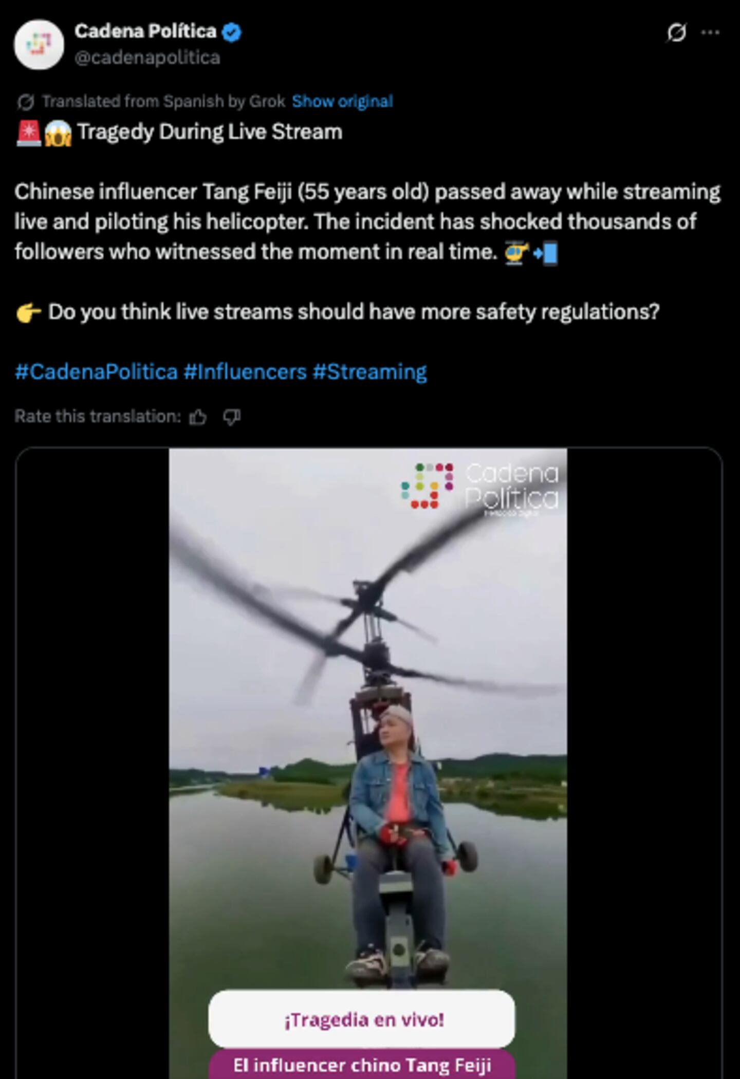 Influencer Dies After His Aircraft Crashes in Livestream Fireball