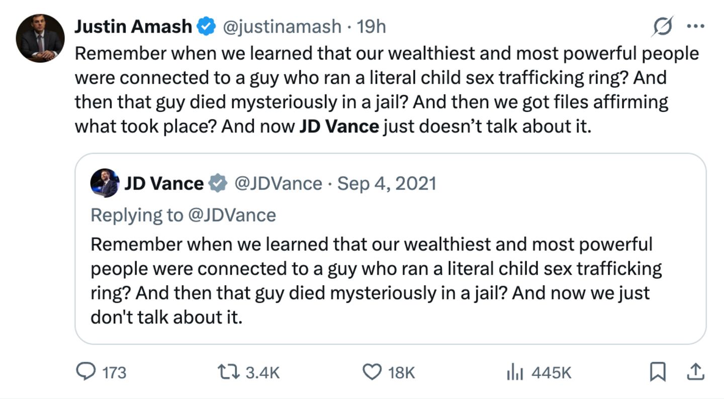 JD Vance Takes Rare Social Media Break After Epstein Files Dump