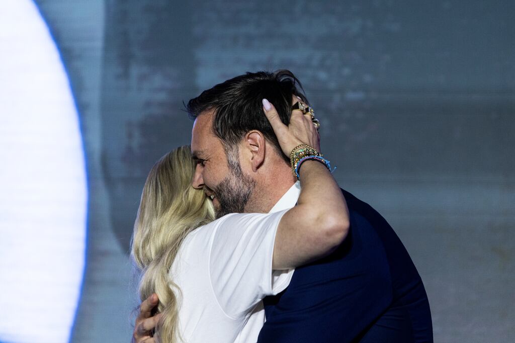 Erika Kirk Jokes About Steamy Vance Hug at Murdered Husband’s Event