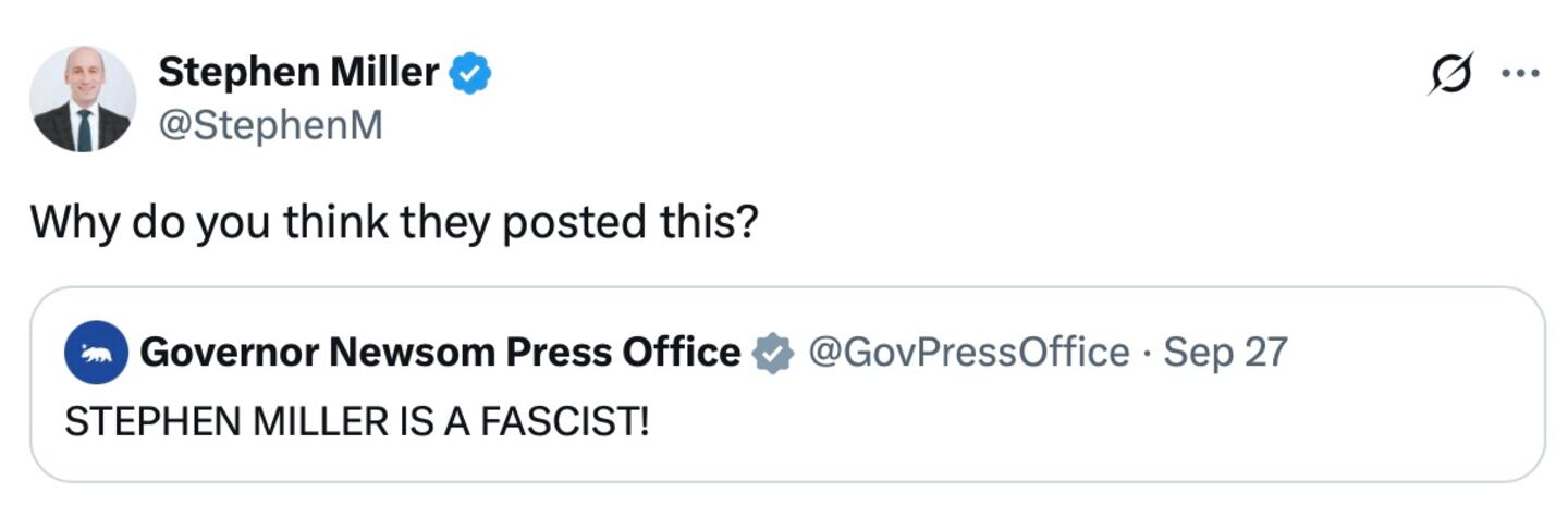 Stephen Miller Freaks Out Over Gavin Newsom Insult