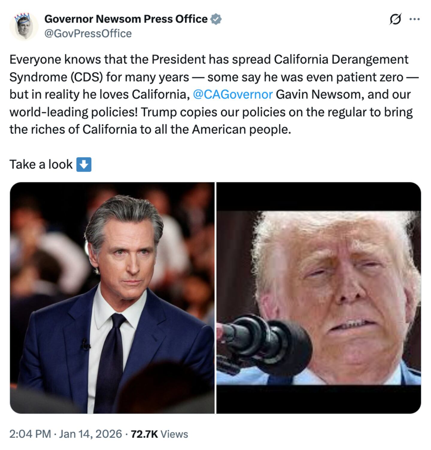 Newsom Diagnoses Trump, 79, as ‘Patient Zero’ of New Illness