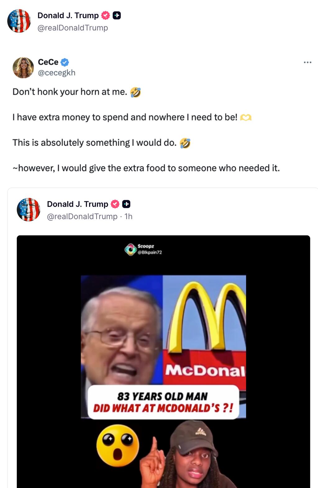 Trump, 79, Shares Bizarre Video About Honking Car Horns at the Elderly