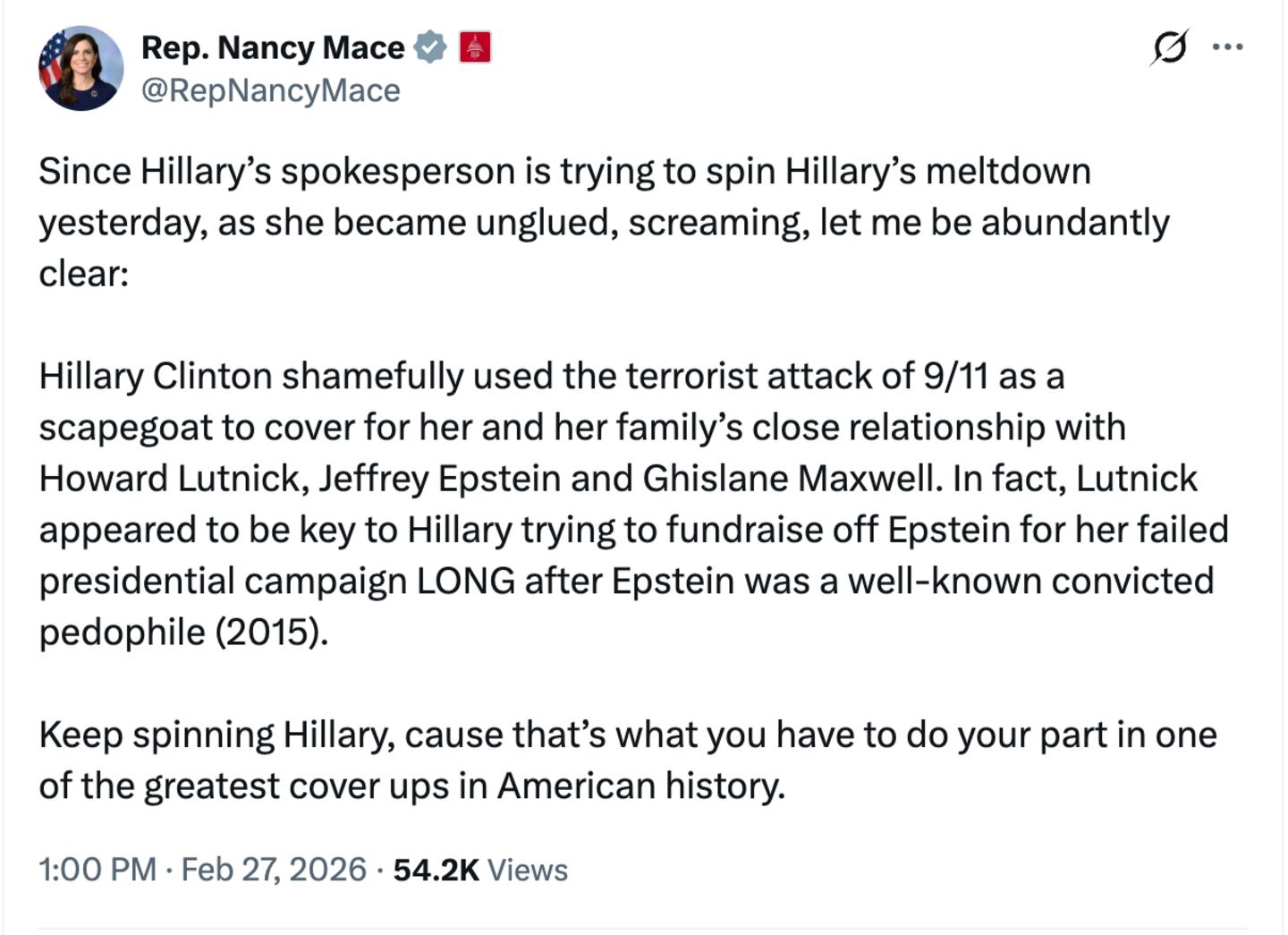 Hillary Clinton Aide Blasts MAGA Rep. Nancy Mace's Bonkers ‘Screaming ...