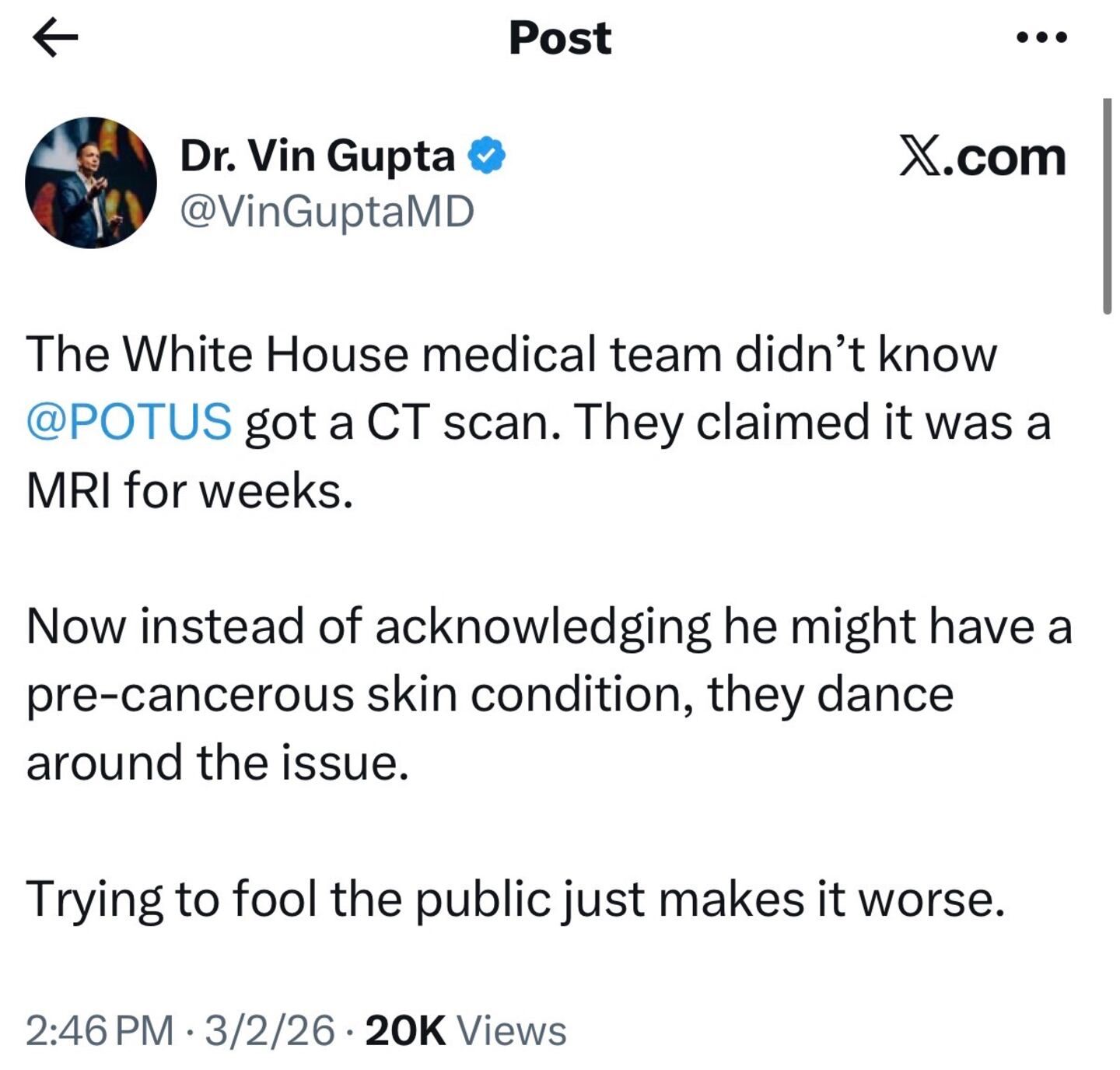 Doctors Sound Alarm on White House ‘Secrecy’ Over Trump’s Neck Rash