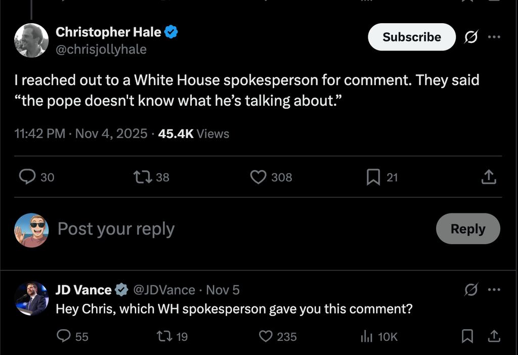 JD Vance Lands in an Unholy Mess as ICE Barbie Goon Trashes Pope Leo